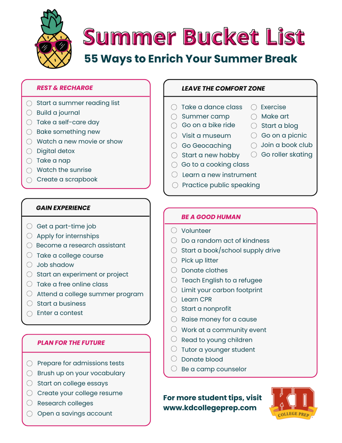 Summer Bucket List for Teens: 55 Ways to Enrich Your Break